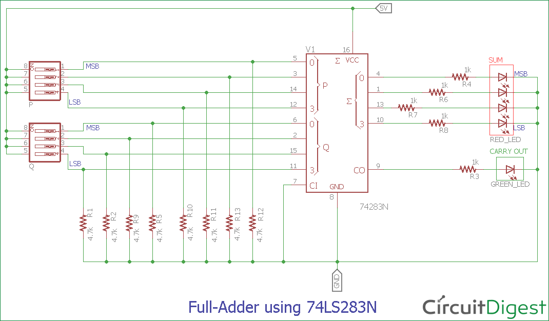 Full Adder Circuit Using Basic Gates