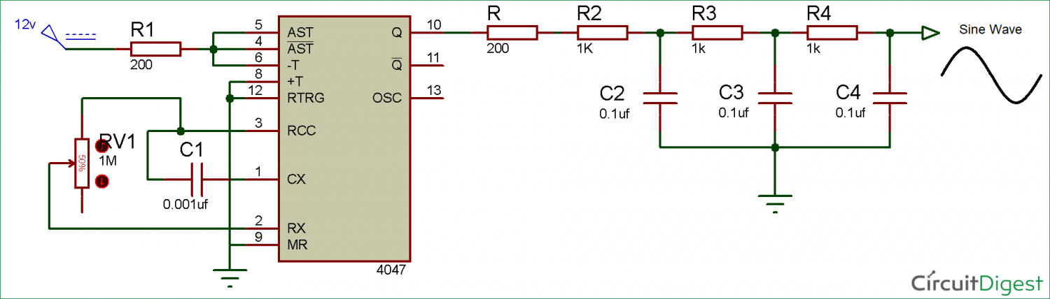 Sine Wave Generator Schematic Diagram